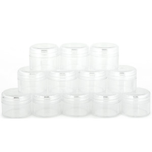 Vivaplex, 12 Clear, 1 oz Plastic Pot Jars, Cosmetic Containers, With Lids.