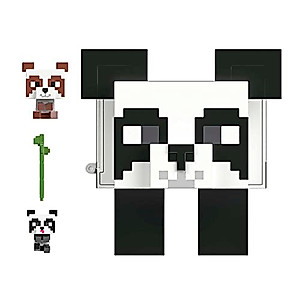 Mattel Minecraft Mob Head Minis Toys, Panda Playhouse Playset & 2 Panda Action Figures, Removable Bamboo Shoots & Cake Slice