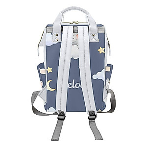 Yeshop Twinkle Star Elephant Personalized Diaper Bag Backpack Tote with Name,Custom Travel Nappy Mommy Bag Backpack for Baby Girl Boy Gift, 10.83 inches * 6.69 inches* 15 inches