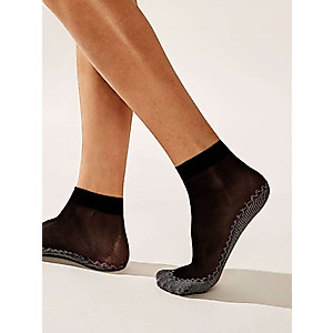 SHENHE Women's 4 Pairs Lace Slipper Ankle Socks Non Slip Dance Yoga Grip Socks Mesh Multicolor One Size