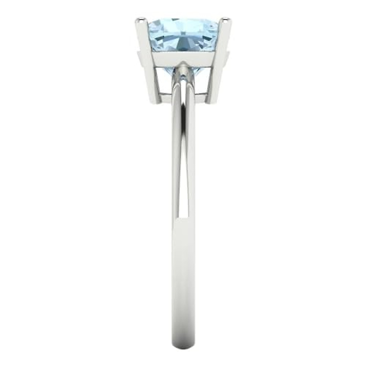 Clara Pucci 2.0 ct Cushion Cut Solitaire Natural Aquamarine Engagement Wedding Bridal Promise Anniversary Ring 18K White Gold Size 11