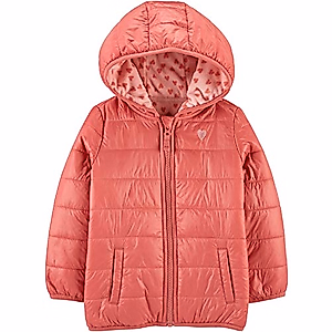 Simple Joys by Carter's Girls' Puffer Jacket, Pink Hearts, 5T