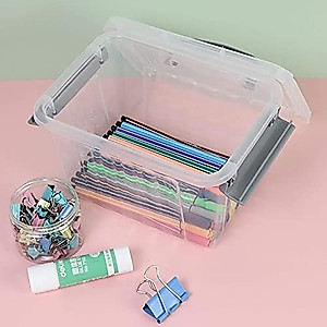 Joyeen 3 L Small Storage Bins, Clear Storage Box with Lid, 6 Pack