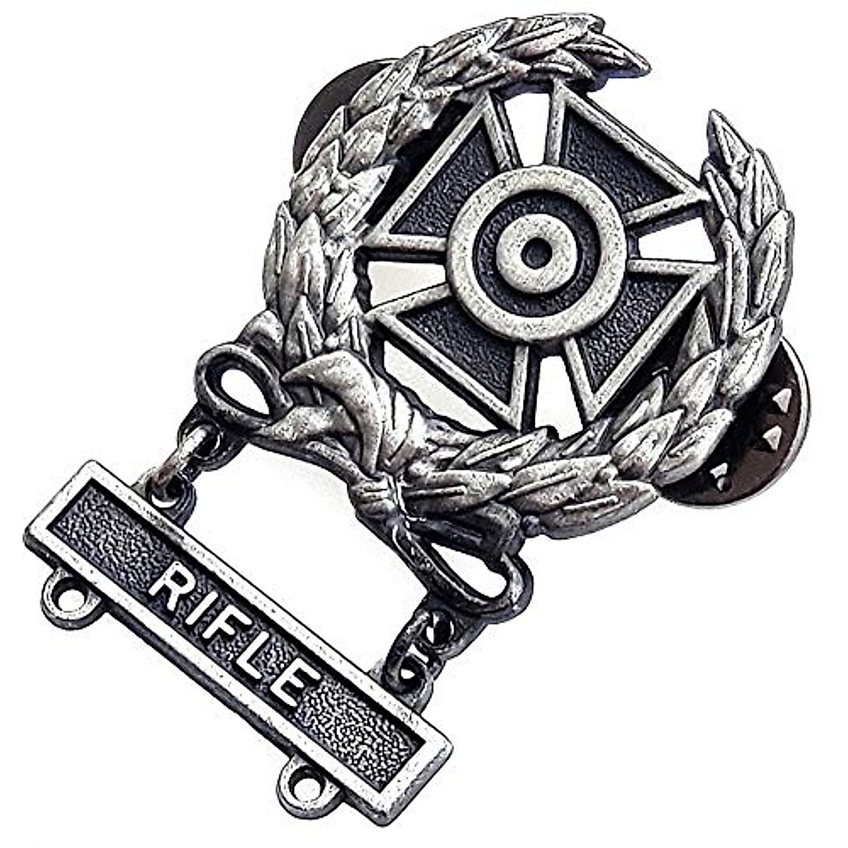 US ARMY Expert Shooting Oxidized Badge Wreath Rifle MARKSMAN Qualification Q bar