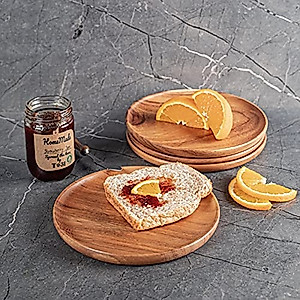 Gourmet Acacia Wood Charger Plates: Decorative Appetizer Serving Trays Set of 4 for Dinner | Hand-crafted Solid Piece of Acacia Wood Plates | Perfect for Summer Outdoor Table Setting (10" x 10")
