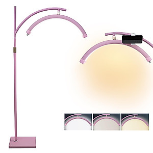 Heshenyqi Lash Light Esthetician Light for Eyelash Extensions, LED Floor Lash Lamp Light for Lash Extensions, Tattoo Light, Half Moon Ring Light Lamp for Tatto Artists, Nail Tech, Esthetician Pink