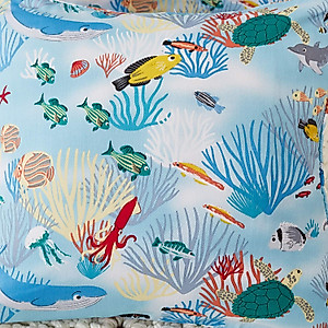 Brandream Ocean Crib Bedding Set for Boys or Girls - Nautical 3 Piece Oceania Undersea Adventures Whale Shark Cartoon Nursery Set | Baby Crib Blanket, Sheet, Skirt Included, Blue