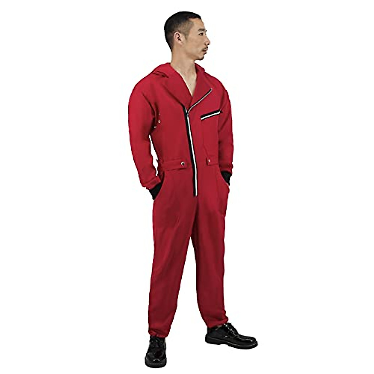 Men Red Jumpsuit Cosplay Costume for Halloween Role Playing Dressing up Adults Money Outfit S-XXL (X-Large)