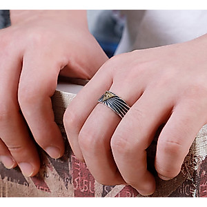 HLMIN Open Eye of God Ring for Men, Adjustable Vintage Crossbones Triangle Black Silver Engraved Eye of Seeing Ring Ring, Personalized All Seeing Ring Christmas Jewelry Gifts for Men Women