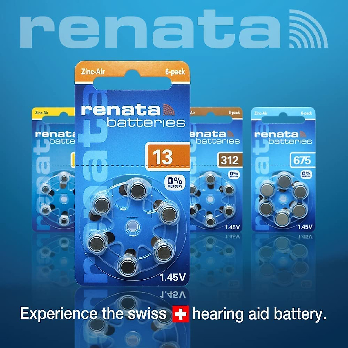 10 Packs (60 Batteries) Renata Swiss Made Size 13 Batteries