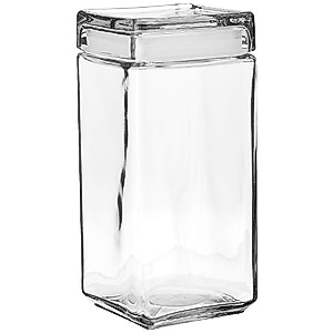 Anchor Hocking 2 Quart Stackable Glass Jar with Lid (8 piece, all glass)