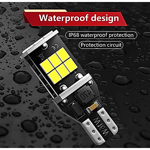 UGSHY Pack-2 Car Illumination Lights, T15 Reverse Light, High Power Decoding 3535 Chip Bulbs, Super Bright LED Bulb, Extremely Super Bright, Universal Bulbs Replacement (White Light)