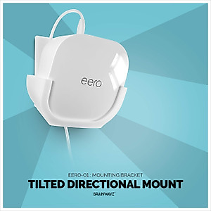 Screwless Wall Mount for Eero Mesh WiFi Holder, Tilted for Max Reception, Custom Design (NOT Compatible with Eero 6/Pro 6/Beacon), Strong VHB Adhesive, No Tools, No Mess, White by Brainwavz