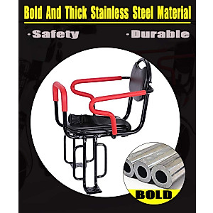 Wing Back Mount Child Seat for Adult Bike, Bicycle Rear Seat for Kids,Removable Fence with Non-Slip Armrests and Pedals, Padded Seat Belt for 2-6 Year Old Child Seat