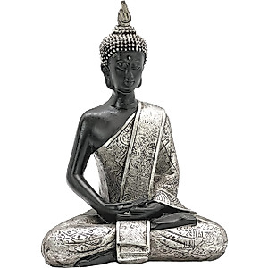 Bellaa 28526 Rustic Buddha Statue Japanese Style Zen Garden Sculpture Figurine Meditating Sitting Dhyana Mudra Lotus Pose Yoga Altar Peace Harmony Home Decor 8 inch