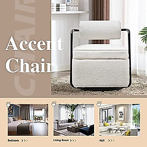 Alunaune Upholstered Sherpa Swivel Storage Living Room Chairs Set of 2, Modern Accent Chair Fuzzy Arm Club Chair Couch, Mid Century Single Sofa Guest Reception Lounge Chair Indoor for Bedrooms-White