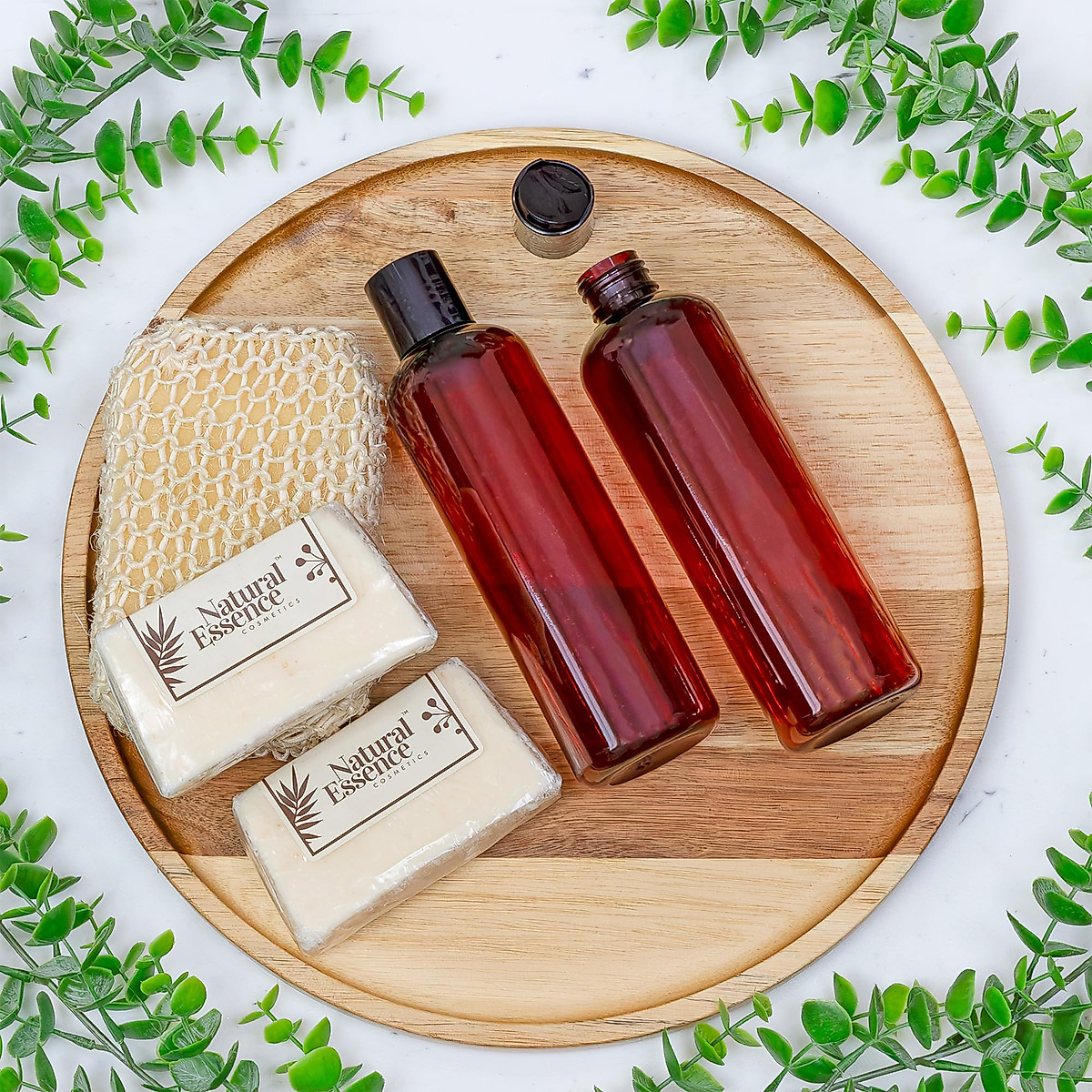 Cornucopia Brands 8oz Plastic Bottles w/Disc Top Flip Cap (6-Pack); BPA-Free Containers For Shampoo, Lotions, Liquid Body Soap, Creams (8 ounce, Amber Brown)