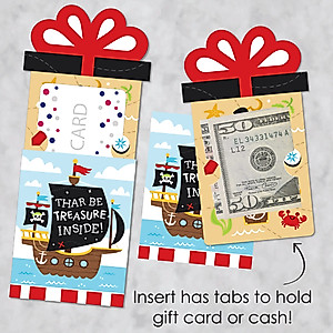 Big Dot of Happiness Pirate Ship Adventures - Skull Birthday Party Money and Gift Card Sleeves - Nifty Gifty Card Holders - Set of 8