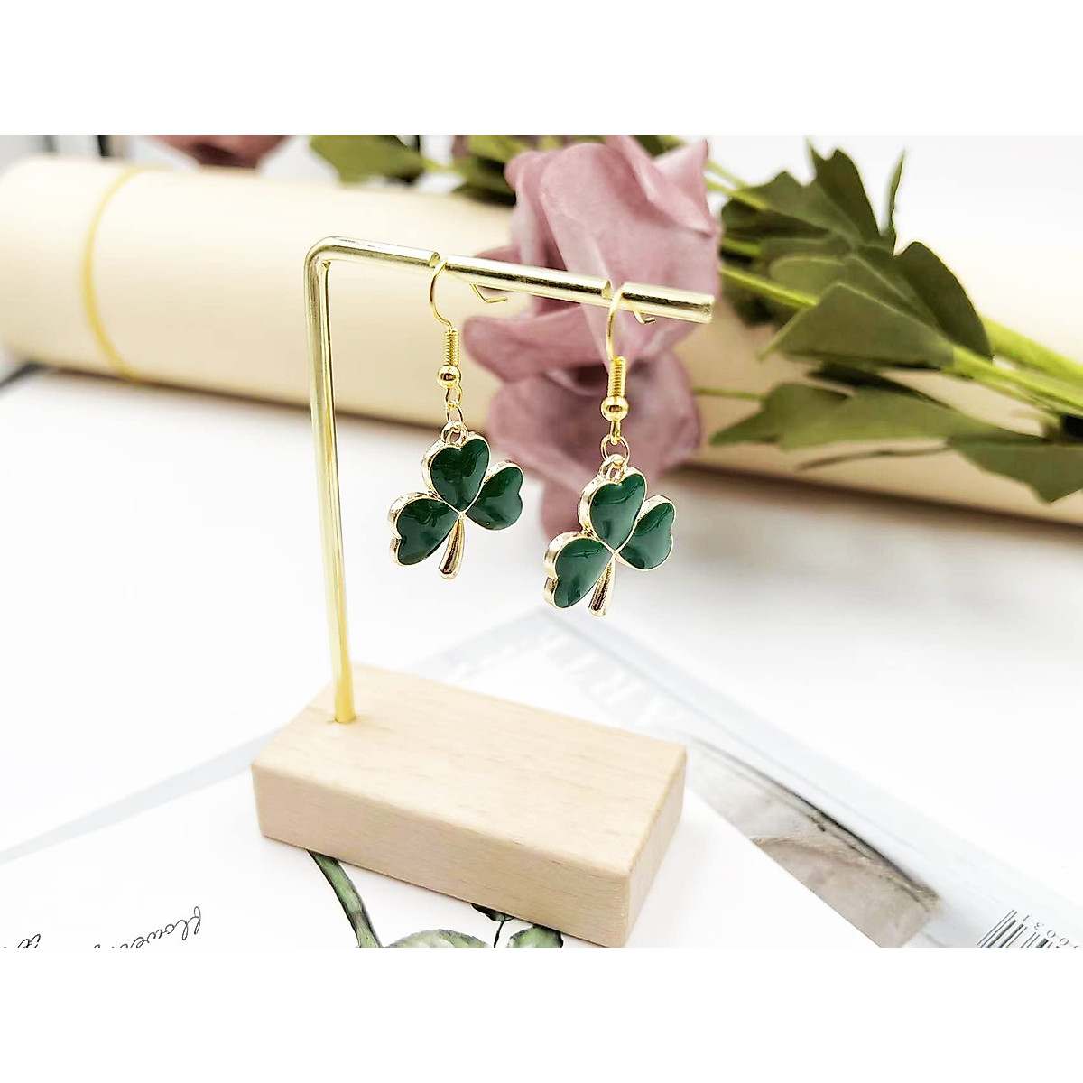 St. Patrick's Day Earrings for Women Shamrock Irish Earrings Hat Green Earrings for Irish Holiday (A)