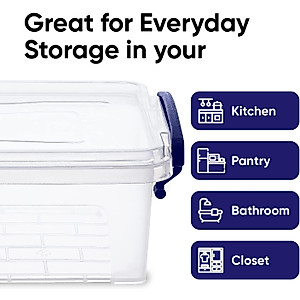 Superio Mini Storage Bins with Lids- Clear Boxes for Organizing, Stackable Plastic Containers- BPA Free, Non-Toxic, Odor Free, Organizer for Home, Office, Dorm, 1.25 Qt, 3 Pack