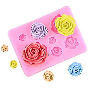 Owfvlazi Silicone Rose Flowers Chocolate Molds Set Non-Stick BPA Free Baking Candy Silicone Jelly Pudding Candy Molds Bakeware Set Ice Cube Tray Chocolate Candy Moulds Kit for Weeding Party Decoration