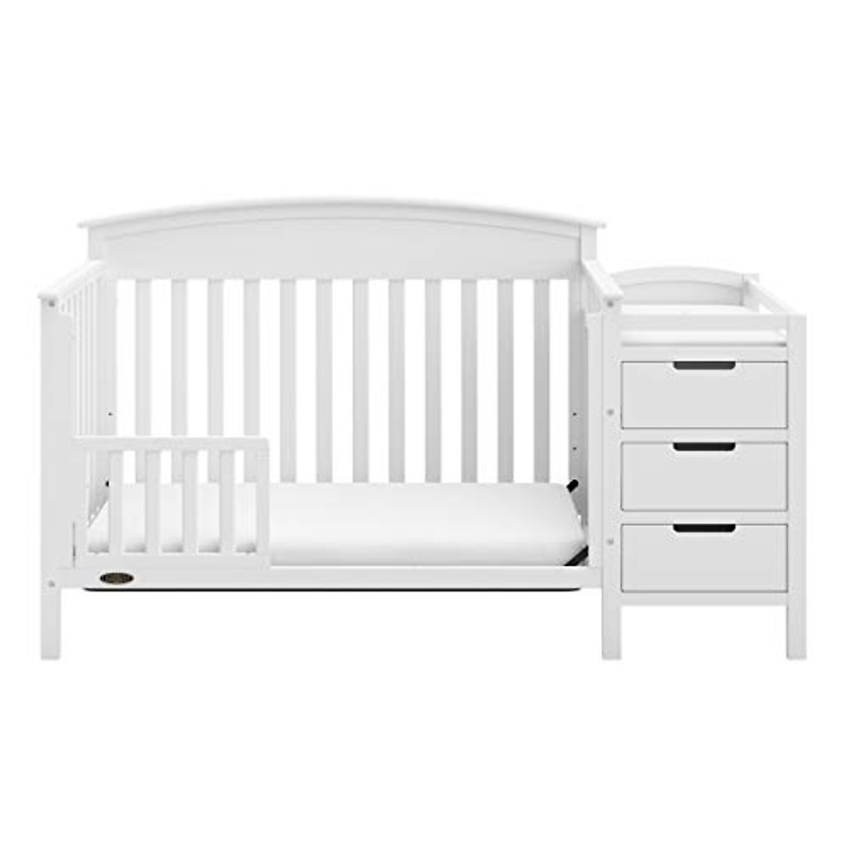 Graco Benton 5-in-1 Convertible Crib and Changer (White) – Crib and Changing -Table Combo, Includes Water-Resistant Changing Pad, 3 Drawers, Converts to Toddler Bed, Daybed and Full-Size Bed