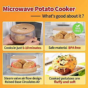 MUXIUNT Microwave Baked Potato Cooker As Seen On Tv Cooks In Minutes Tender & Fluffy,baking Potato Cooker For Microwave Oven,Twice Baked Potatoes Steamer,Microwave Baked Potato Bag Upgrade BPA-free