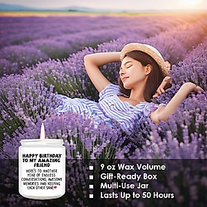 POTENTIA Birthday Gift for Women Happy Birthday Candle Birthday Gift Ideas for Her and Him Best Friend Female Girl Coworker Bestie Men BFF Gift 9Oz Lavender Scented Candle with Gift Ready Premium Box