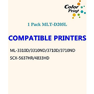 (1-Pack, Black) ColorPrint Compatible MLT-D205L Toner Cartridge Replacement for Samsung D205L MLTD205L 205L Work with ML-3312ND ML-3712ND ML-3712DW SCX-4835FR SCX-5639FR SCX-5739FW Printer