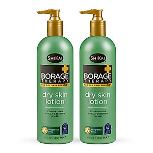 ShiKai Borage Therapy Dry Skin Lotion Moisturizer (16oz, Pack of 2) Unscented Skincare | Hydrating Lotion for Eczema, Dry Hands & Body | With Oatmeal, Shea