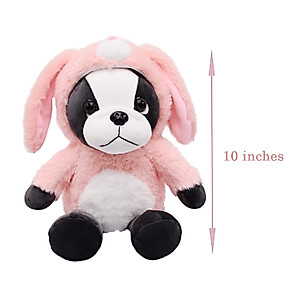 BABOLI Cuddly Husky Stuffed Animals Soft Toys with Adorable Bunny-Style Clothes Super Cute Husky Dog Plush Animal for Easter Day Gifts or Kids Birthday Party Supplies 10 Inches