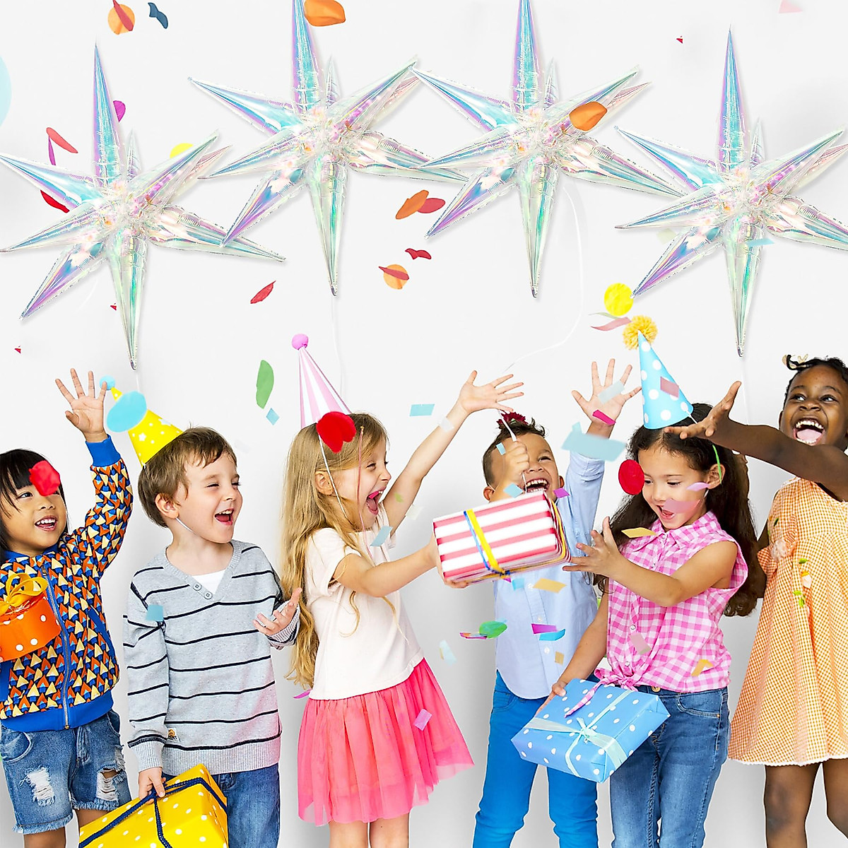 Tellpet Starburst Balloons, 50 Pcs Star Balloons 12 Spike Foil Explosion Party Balloons for Decoration Birthday Wedding Decorations