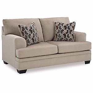 Signature Design by Ashley Stonemeade Casual Loveseat with 2 Toss Pillows, Light Brown