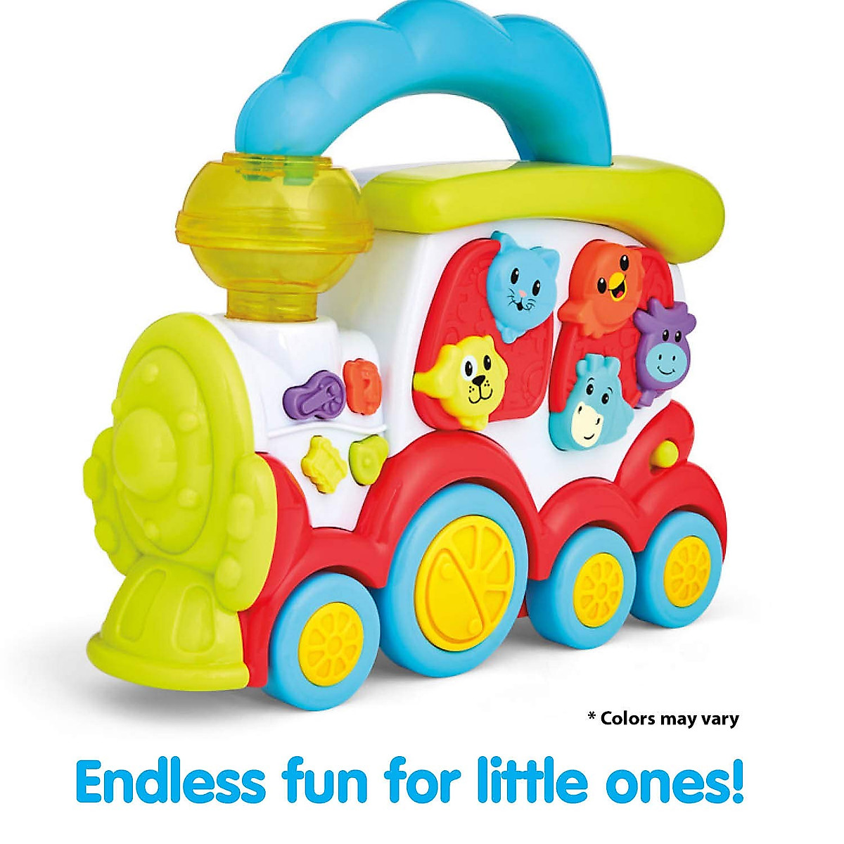 Kidoozie Lights n' Sounds Animal Train, Makes Animal Sounds, Flashing Lights, Enhances Memory, for Children 12 Months and up, Multicolor