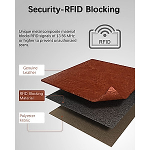 BOSTANTEN Womens Wallet Genuine Leather Wallets Large Capacity Cash Cluth Purses with Zipper Pocket Beige-Brown