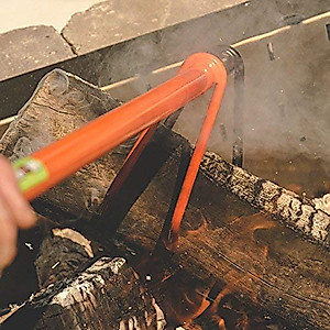 Firebuggz Fireplace Tools 47" Original Log Lugger Campfire Wood Placement Tool, Wood Turner Heavy Duty Metal Outdoor Campfire Accessories, Log Grabber Fire Tongs for Fire Pit, Made in USA