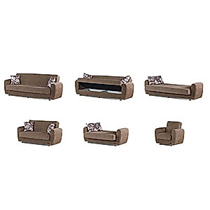 BEYAN Colorado Collection Guest Room Convertible Storage Loveseat with Storage Space, Includes 2 Pillows, Dark Brown