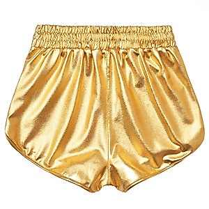 Mirawise Women's Metallic Shorts Gold Summer Yoga Hot Shiny Sparkly Extra Small Outfit Short Pants with Sunglasses