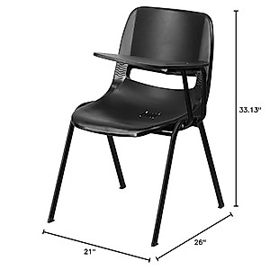 Flash Furniture Black Ergonomic Shell Chair with Left Handed Flip-Up Tablet Arm