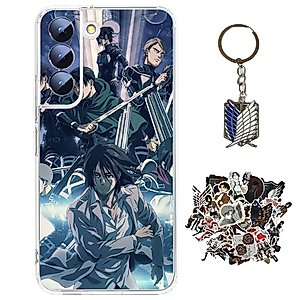 Staremeplz Samsung Galaxy S9 Plus Case Attack -on Titan Anime Design [with Keychain and 50pcs Stickers] Cartoon Transparent Soft Silicona Case for Samsung Galaxy S9 Plus