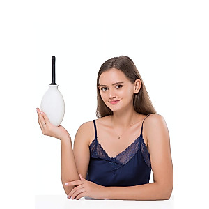 RVDKBULB Compact Silicone Douche Bag, Reusable Travel Douche Kit, 11 Fl Oz Capacity, White