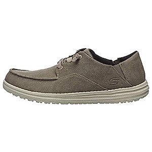 Skechers Men's VOLGO Slip ON Melson Canvas Slip-On Moccasin Shoe, Brown, 12 Medium US