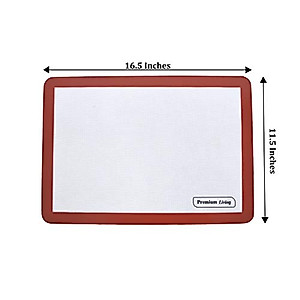 Silicone Baking mat, Half Sheet, 16.5" L x 11.5" W x 0.75 MM Thick, Reusable Baking Sheet Liner, Thick, Non-Stick, Easy Clean, Professional Grade, for Cookie, Pastry (3, Red)