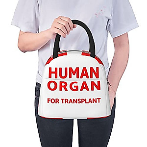 Zhung Ree Funny Nurse Lunch Bag, Human Organ for Transplant Lunch Box Portable Waterproof Reusable and Thermal Work Meal Lunch Tote Funny Cooler Lunch Bag for School Office Outdoor Picnic