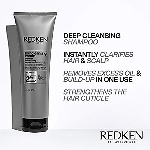 Redken Detox Hair Cleansing Cream Clarifying Shampoo | For All Hair Types | Removes Buildup & Strengthens Cuticle | 8.5 Fl Oz