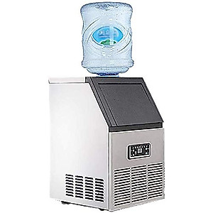 TONPOP Ice Makers Industrial Ice Machine Commercial Ice Machine Hd Display One-Button Cleaning 50Kg 10 Minutes Fice Making (Size : Barreled into Water)