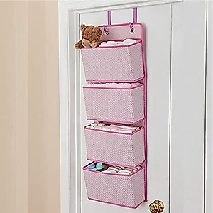 Bsxgse Storage Shelf Shoe Over Organizer Shoe The for Closet Door 4-Tier Hanging Rack Rack Multipurpose Sink Rack (Pink, One Size)