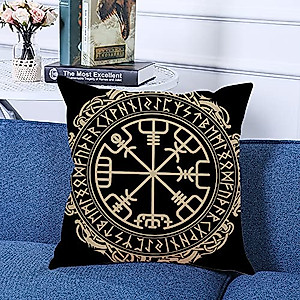 Ofocam Decorative Square Throw Pillow Covers Black Celtic Viking Couch Sofa Bed Pillow Covers Cushion Cases 18x18 inch