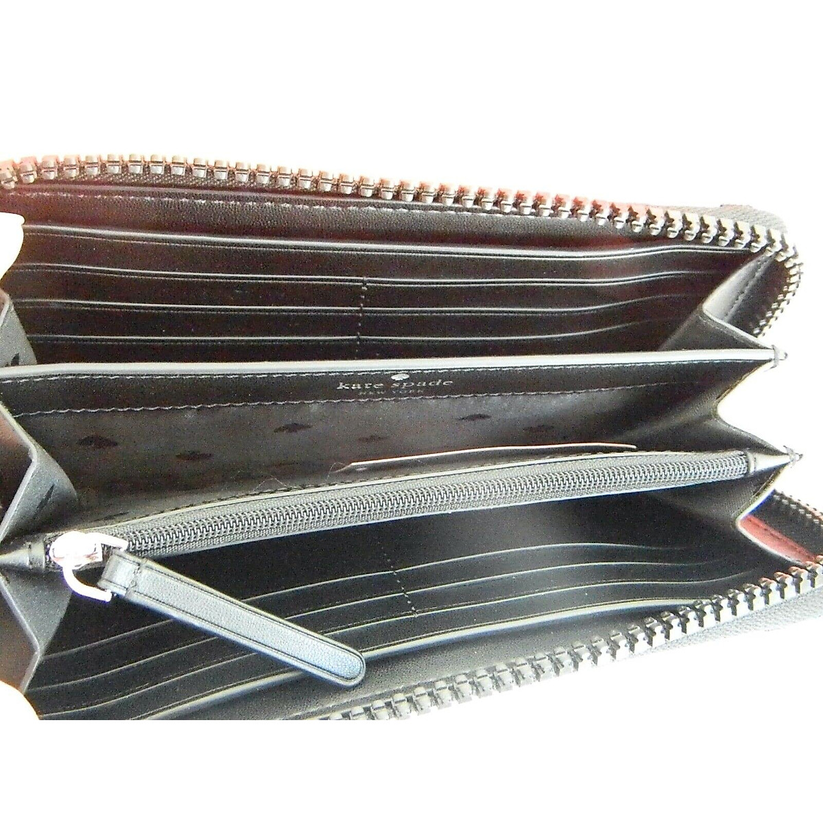 Kate Spade Jae Bold Bloom Continental Zip Around Wallet Black Floral Canvas