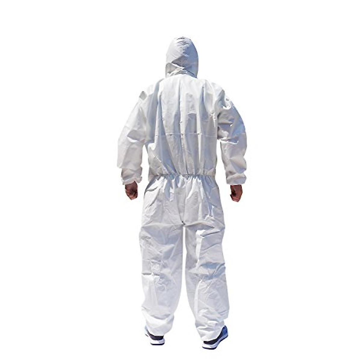 Raygard 30203 Microporous Disposable Coveralls Protective Breathable Hooded Suit with Elastic Cuffs, Ankles and Waist,Zip Front Opening, Serged Seams for Spray Paint Chemical Industrial(X-Large,White)